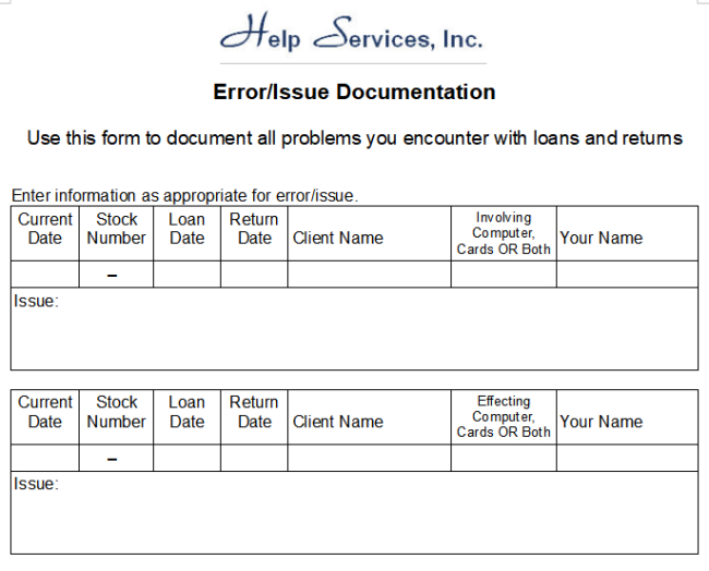 Document Errors and Problems
