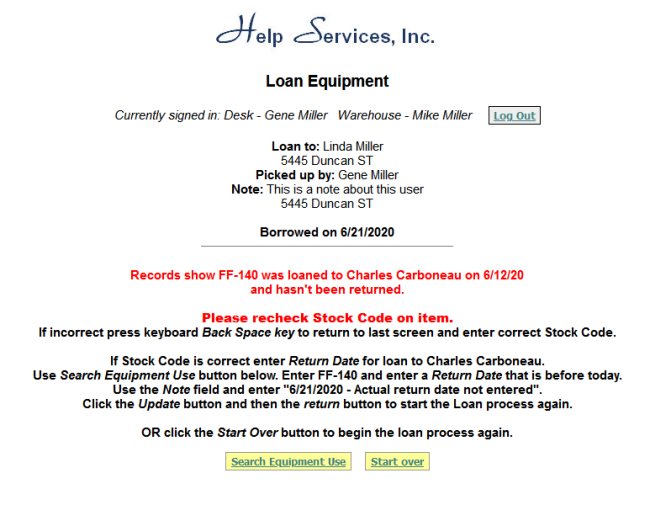 Error With Loan Item