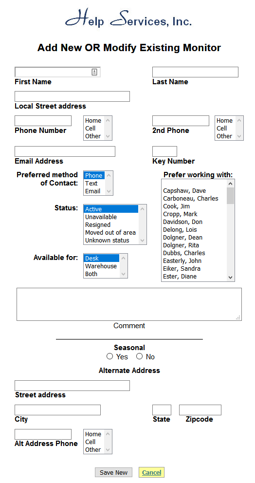 Maintain Monitor Information